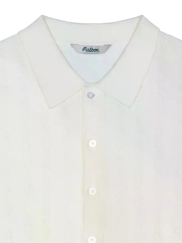 MALBON Crosscut Pointelle-knit Polo Shirt - Neutrals
