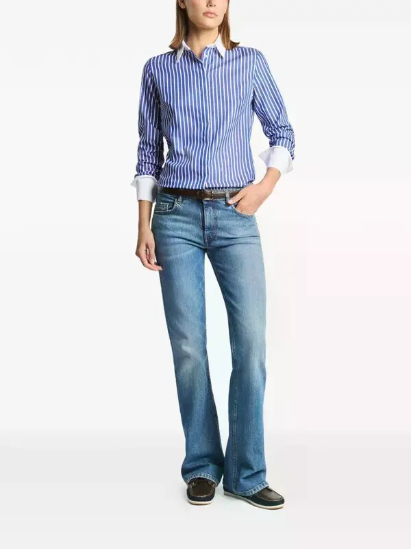 FAY Vertical-stripe Contrast-collar Shirt