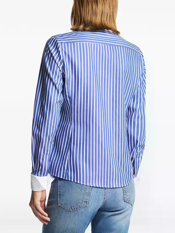 FAY Vertical-stripe Contrast-collar Shirt