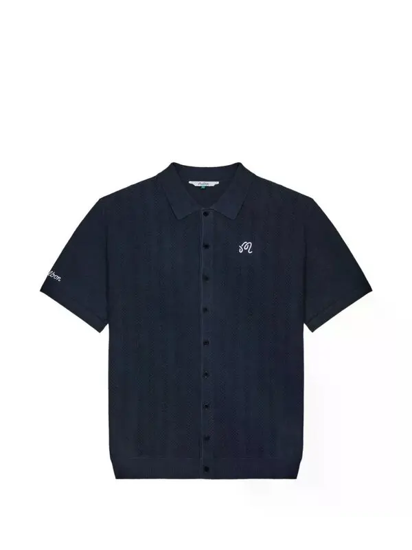 MALBON Crosscut Pointelle Polo Shirt - Blue