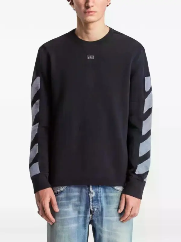 Off-White Diag Fuzzy Knit Crew-neck Sweater - Grey
