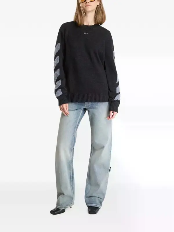 Off-White Diag Fuzzy Knit Crew-neck Sweater