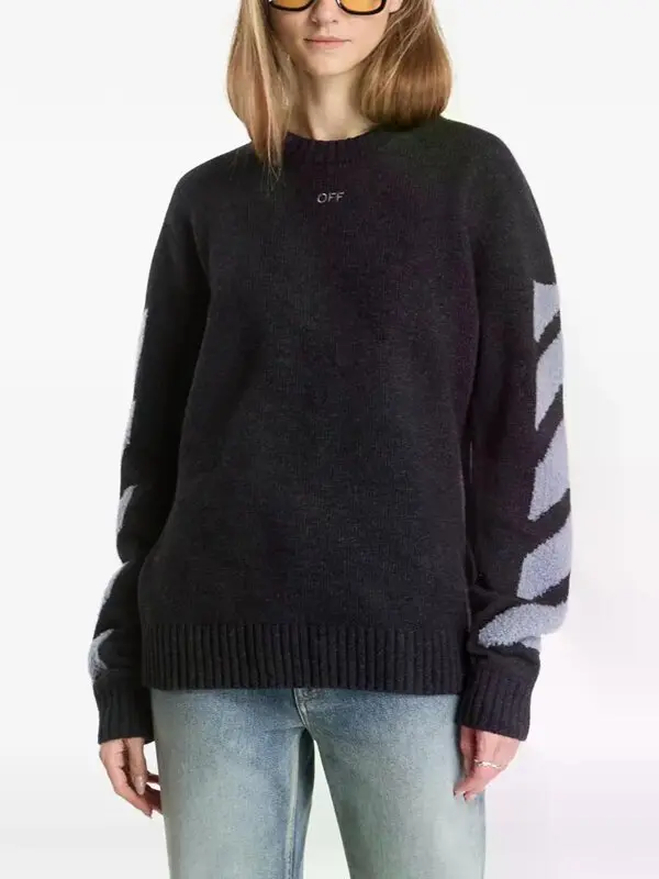 Off-White Diag Fuzzy Knit Crew-neck Sweater