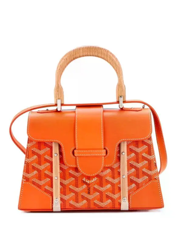 Goyard Structured Saigon Top Handle Bag Coated Canvas With Leather Mini Satchel - Orange