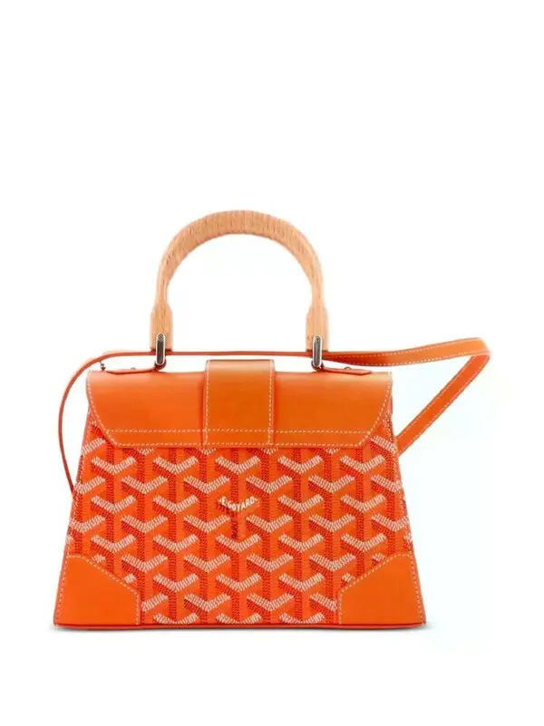 Goyard Structured Saigon Top Handle Coated Canvas With Leather Mini Satchel - Orange