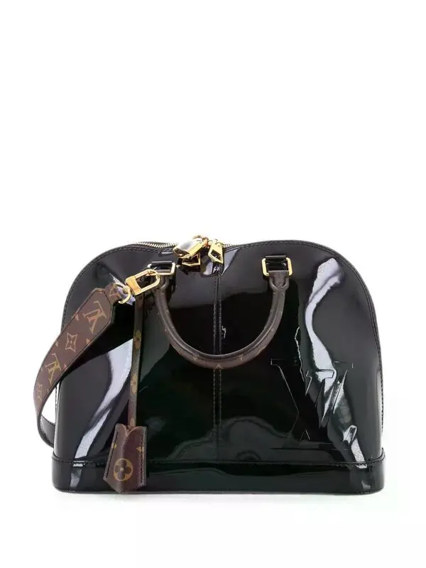 LOUIS VUITTON Alma Handbag Vernis With Monogram Canvas Pm Satchel - Black