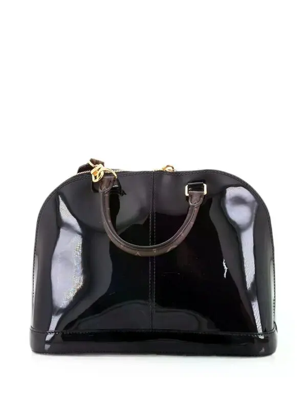 LOUIS VUITTON Alma Handbag Vernis With Monogram Canvas Pm Satchel - Black