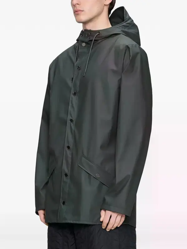 Rains Hooded Fishtail-hem Jacket - Grey