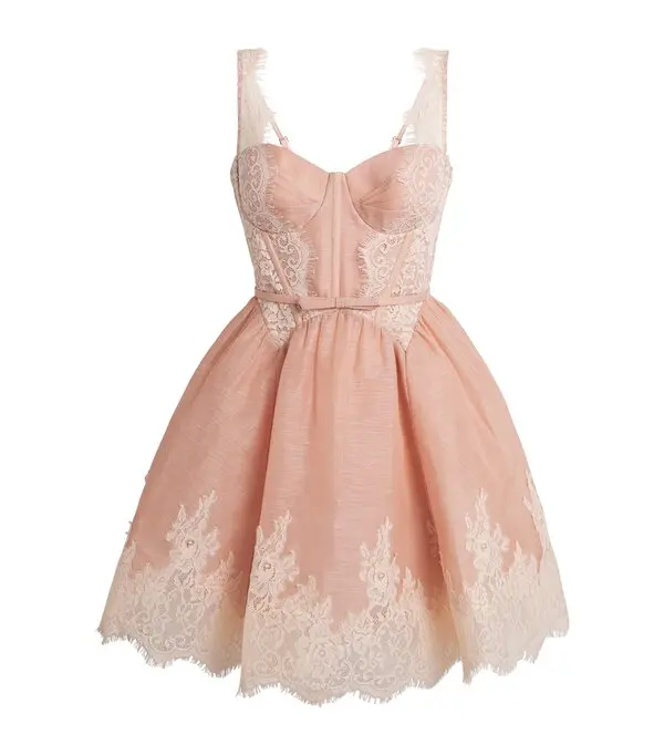 Zimmermann Linen-silk Valiant Mini Dress - Pink