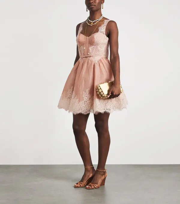 Zimmermann Linen-silk Valiant Mini Dress - Pink