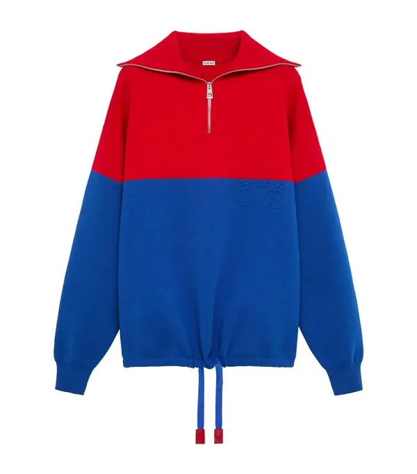 Loewe Cotton-blend Quarter-zip Sweatshirt - Red