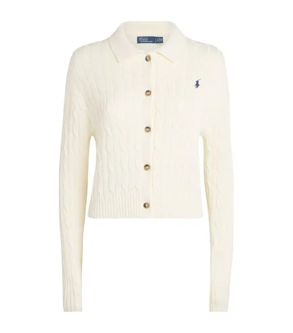 Polo Ralph Lauren Cotton Cable-knit Polo Cardigan - Neutral