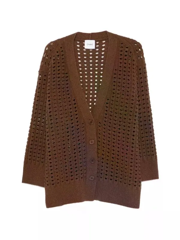 NUDE Perforated-knit Wool Cardigan - Brown