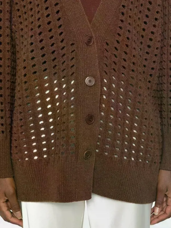 NUDE Perforated-knit Wool Cardigan - Brown