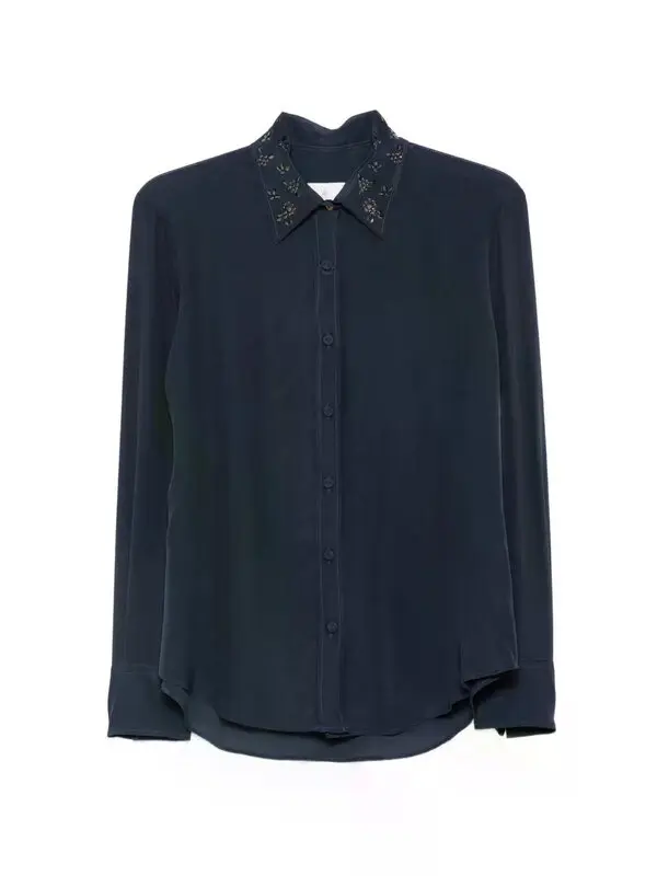 TRAME AUREE Frida Crystal-embellished Long-sleeve Shirt - Blue