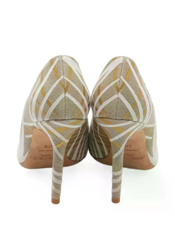 JIMMY CHOO Geometric-print Canvas Abel Pointed-toe Pumps