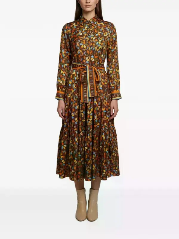 Carolina Herrera Floral-print Flared Midi Dress - Brown