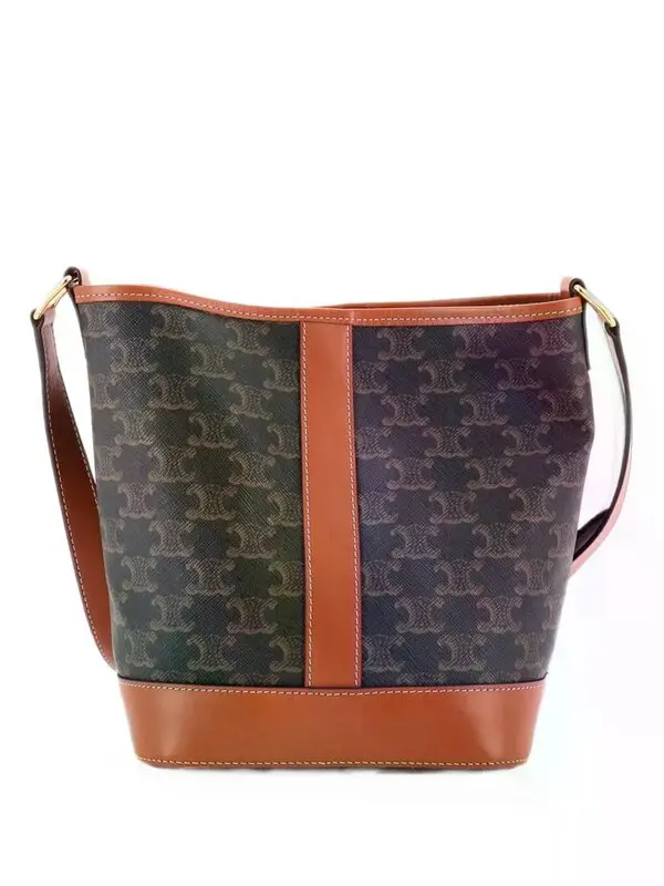 Celine Triomphe Coated Canvas Small Bucket Bag - Brown