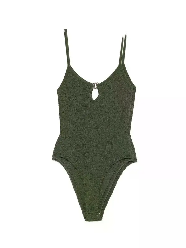 Hunza G Ring-detail Crinkle-effect Swimsuit - Green