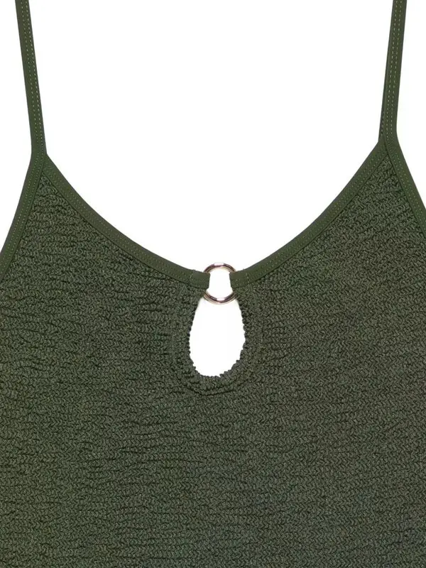 Hunza G Ring-detail Crinkle-effect Swimsuit - Green