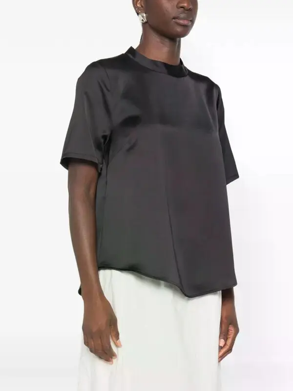Imperial Satin-finish Short-sleeve Blouse