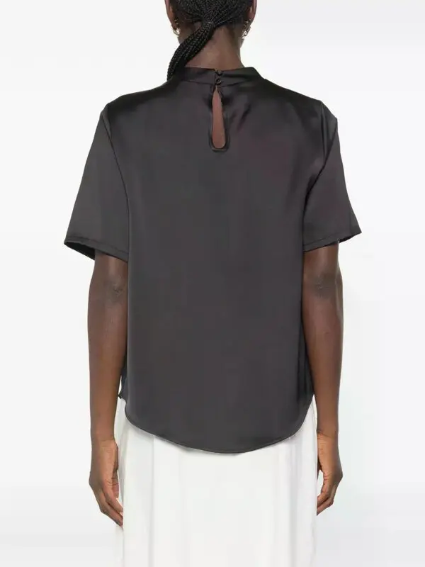 Imperial Satin-finish Short-sleeve Blouse