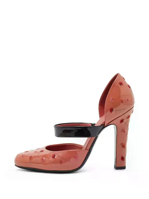 Bottega Veneta Mary Jane Floral-print Pumps - Orange