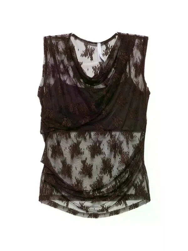 Imperial Lace-overlay Draped Top