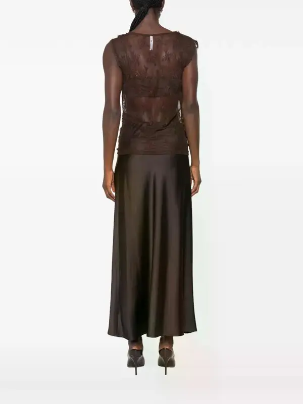 Imperial Lace-overlay Draped Top