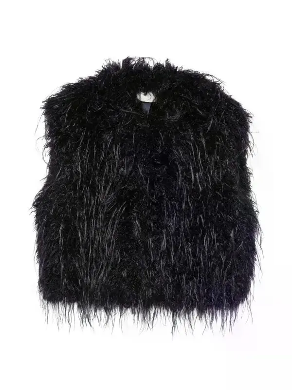 FORTE_FORTE Feather-effect Sleeveless Jacket - Black