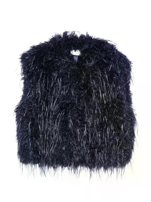 FORTE_FORTE Feather-effect Sleeveless Jacket - Black