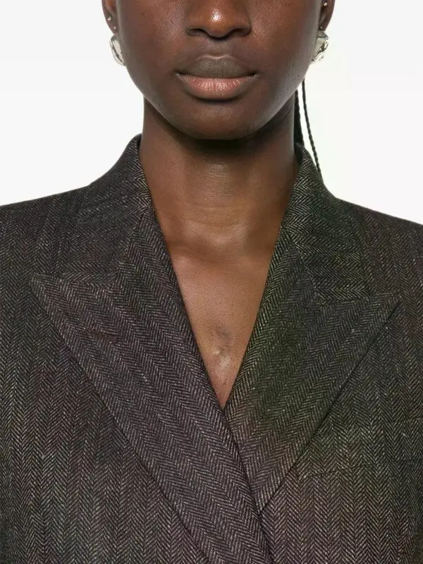 Tagliatore Herringbone Double-breasted Blazer - Brown