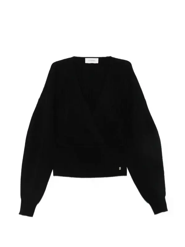Sportmax Ribbed Wrap-style Sweater - Black