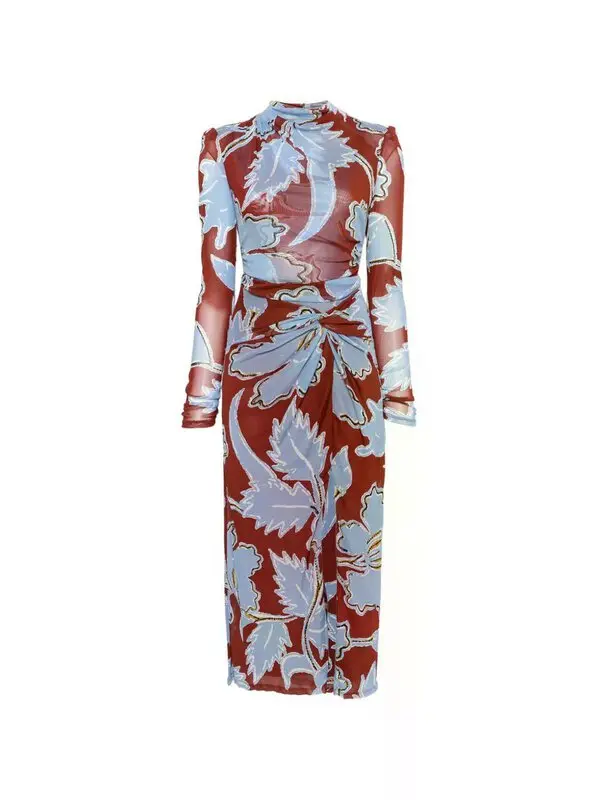 Diane Von Furstenberg Amadis Floral-print Ruched Midi Dress - Brown