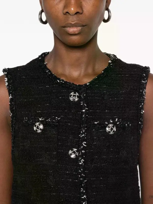 MINIME Tweed-effect Button-up Gilet