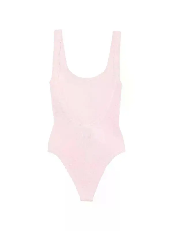 Hunza G Crinkle-effect Scoop-neck Swimsuit - Pink