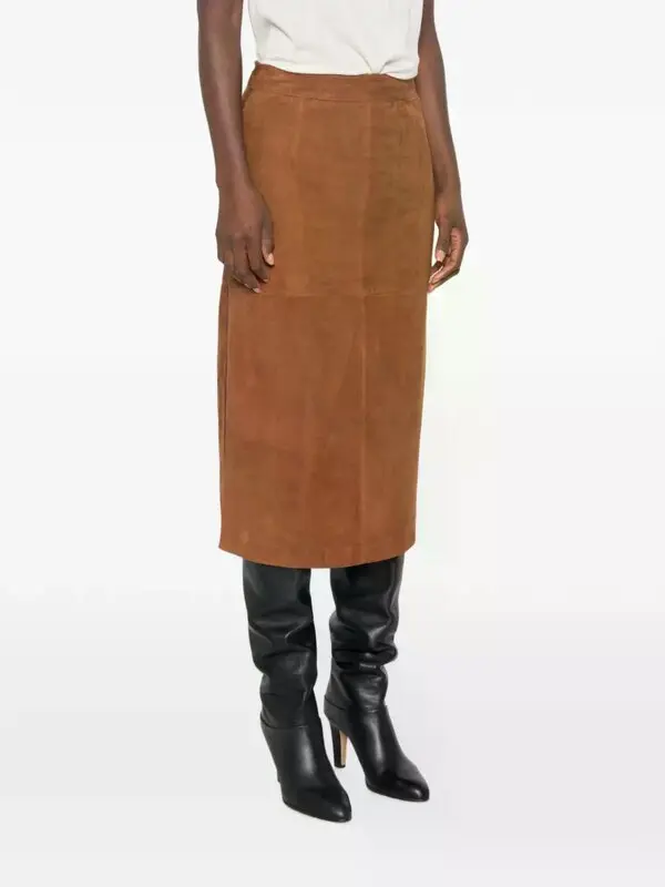 Marella Suede Midi Skirt - Brown