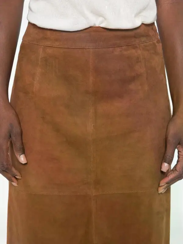 Marella Suede Midi Skirt - Brown