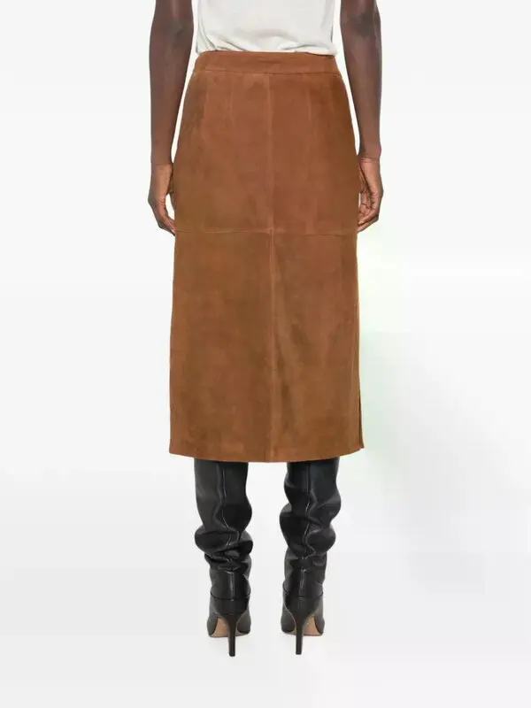 Marella Suede Midi Skirt - Brown