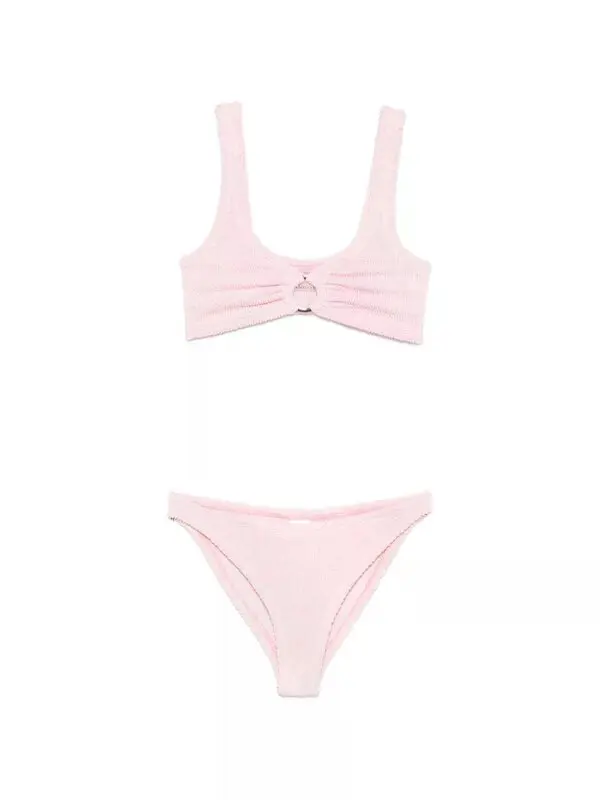 Hunza G Crinkle-effect Ring-detail Bikini - Pink