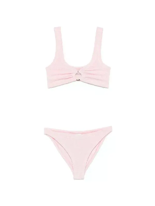 Hunza G Crinkle-effect Ring-detail Bikini - Pink