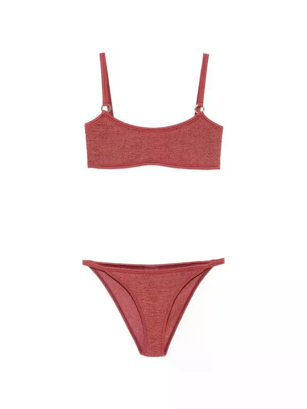 Hunza G Crinkled-finish Ring-detail Bikini - Pink