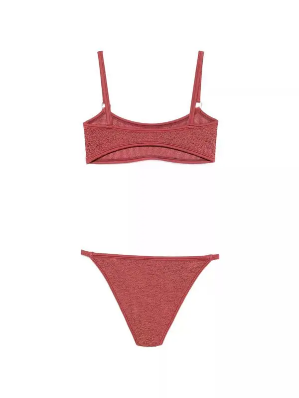 Hunza G Crinkled-finish Ring-detail Bikini - Pink