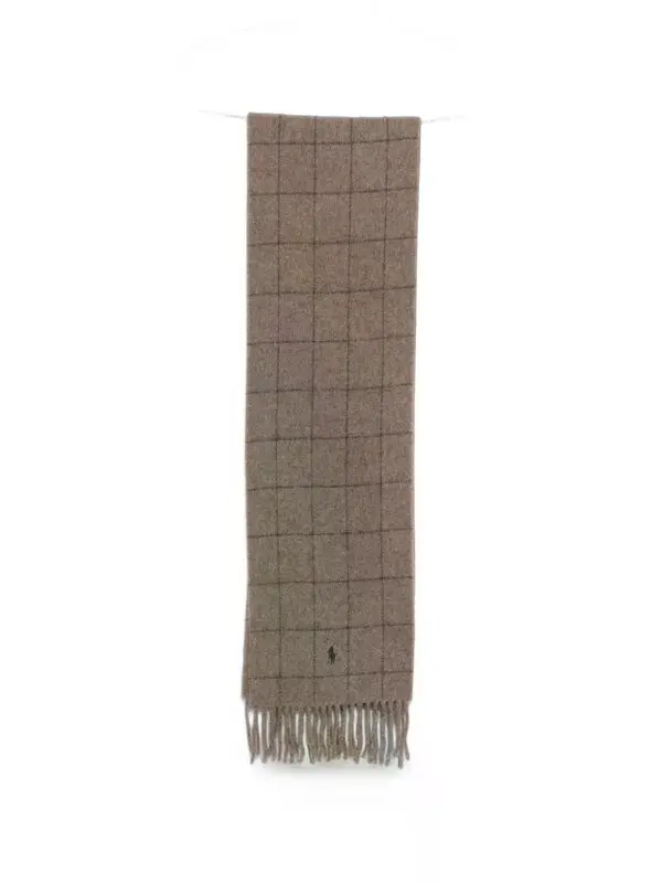 Polo Ralph Lauren Windowpane-check Fringed Scarf - Neutrals