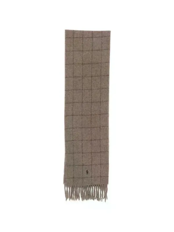 Polo Ralph Lauren Windowpane-check Fringed Scarf - Neutrals