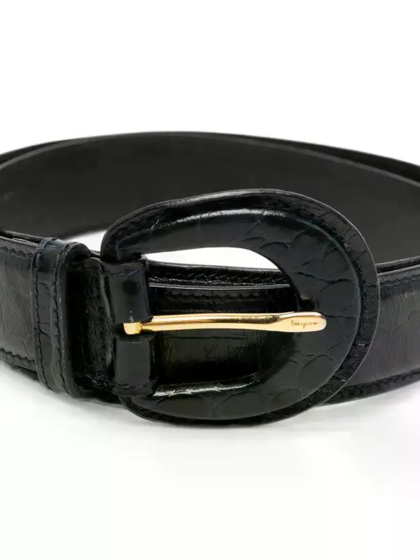 FERRAGAMO 1980s Crocodile-effect Buckle Belt