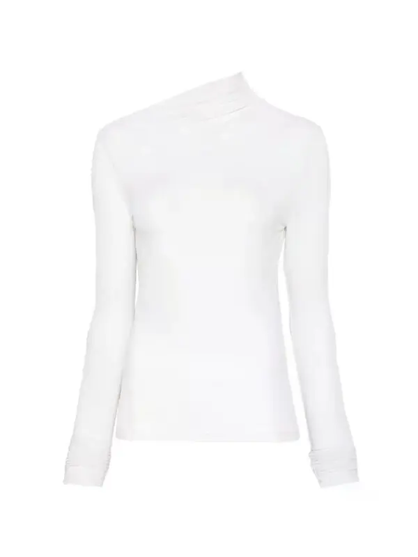 Imperial Draped Long-sleeve Top - White