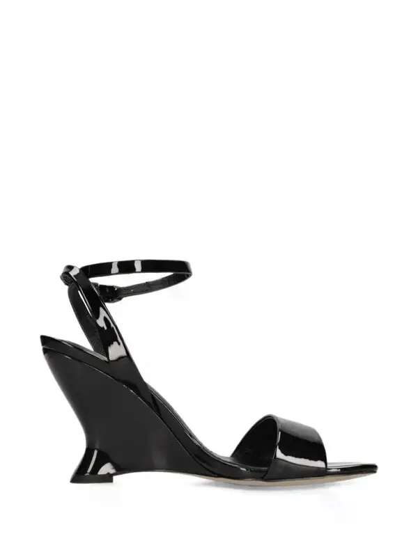 EMANUELLE VEE Open-toe Leather Wedge Sandals