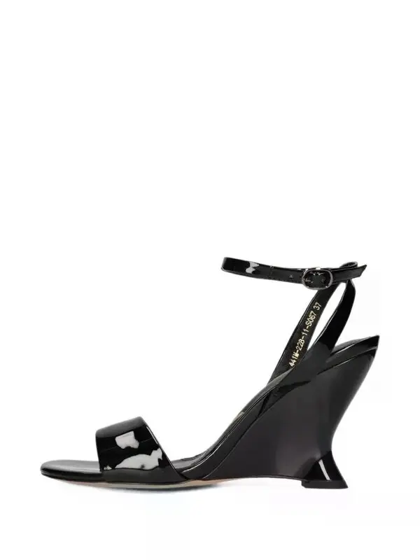 EMANUELLE VEE Open-toe Leather Wedge Sandals