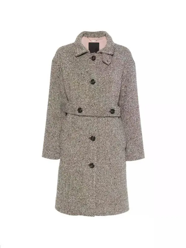 Liu Jo Herringbone Pattern Belted Coat